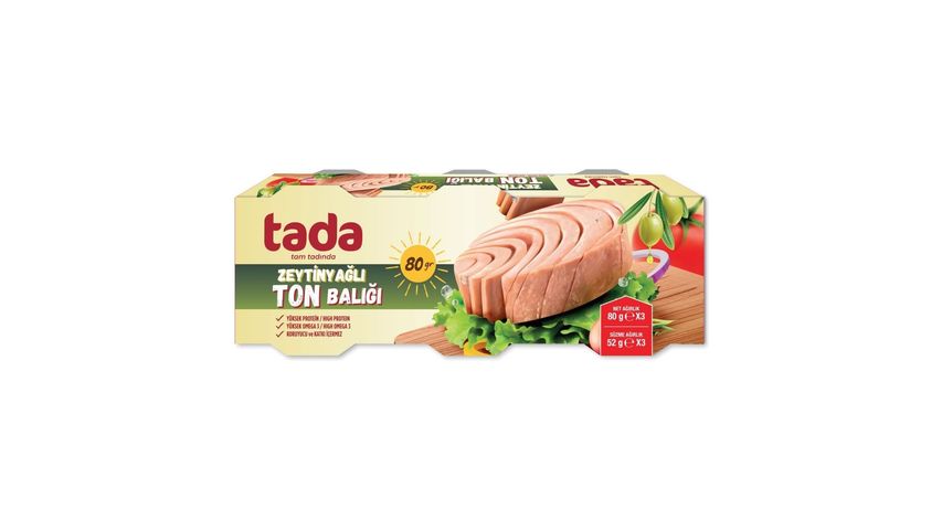 Tada Zeytinyağlı Ton Balığı 3 x 80 g - yemeksepeti.com